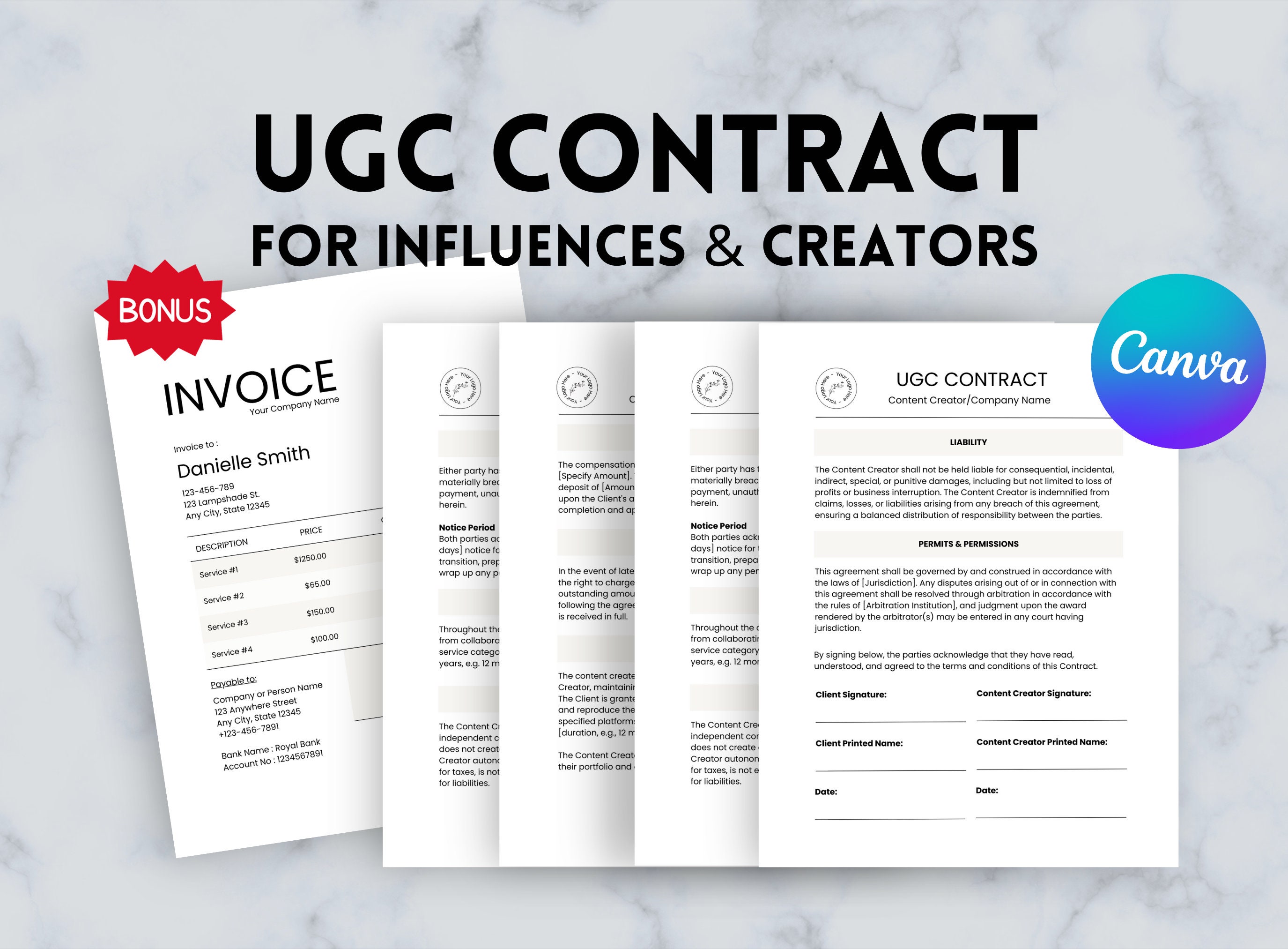 Professional UGC Contract Template for Influencer User Generated ...