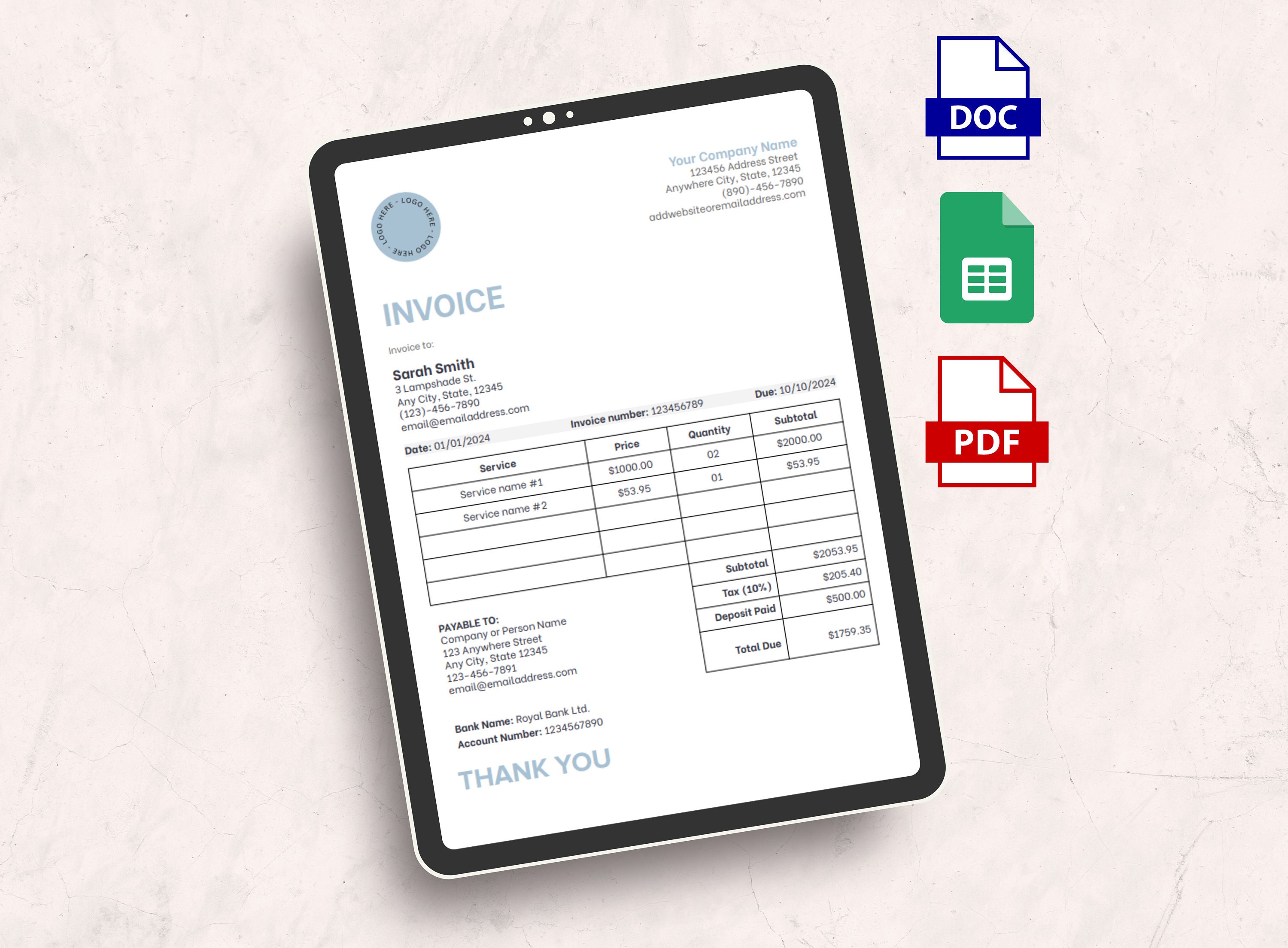Simple Invoice Template Google Docs Invoice Word Template Invoice Small ...