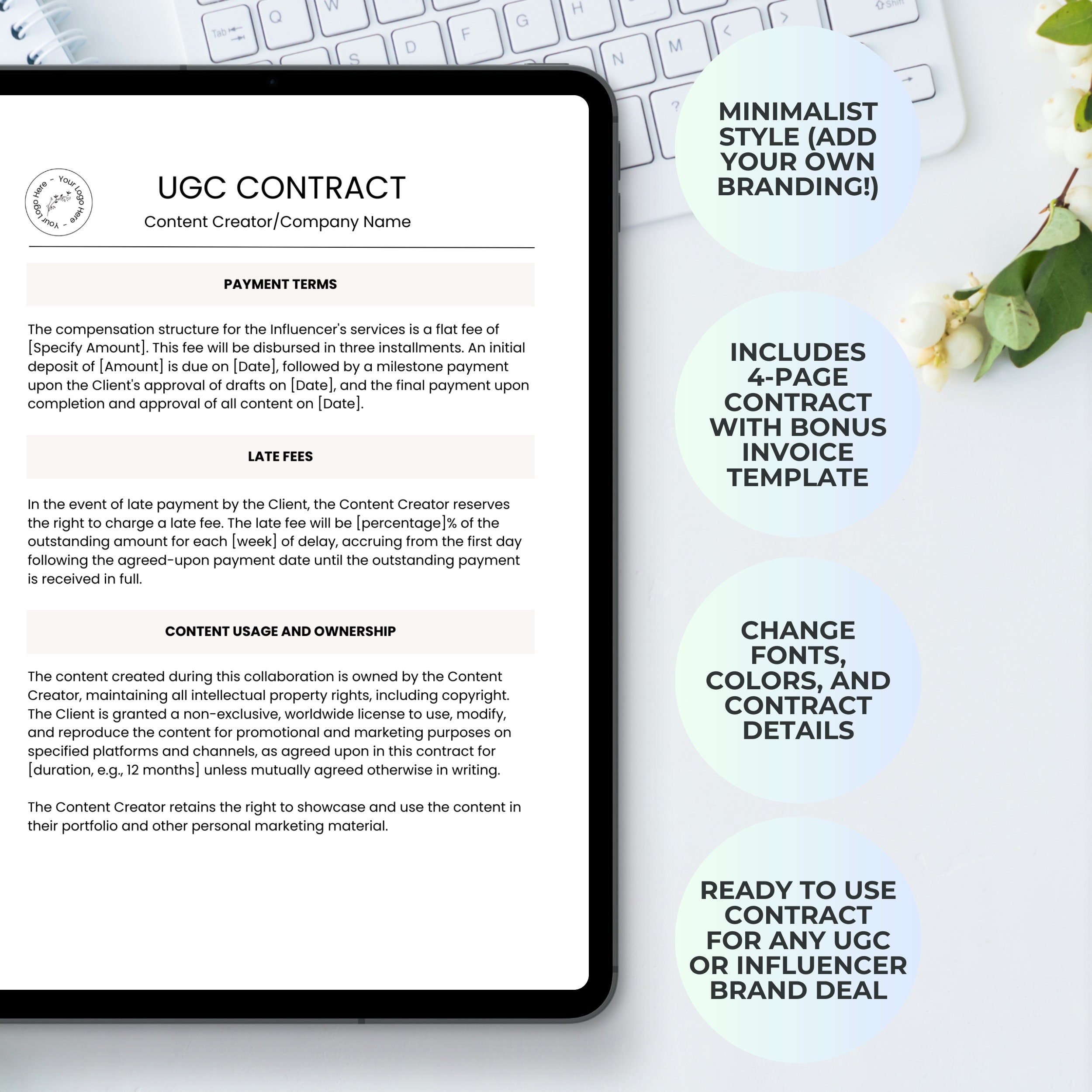 Influencer Contract Template Kit UGC Contract Forms User Generated ...