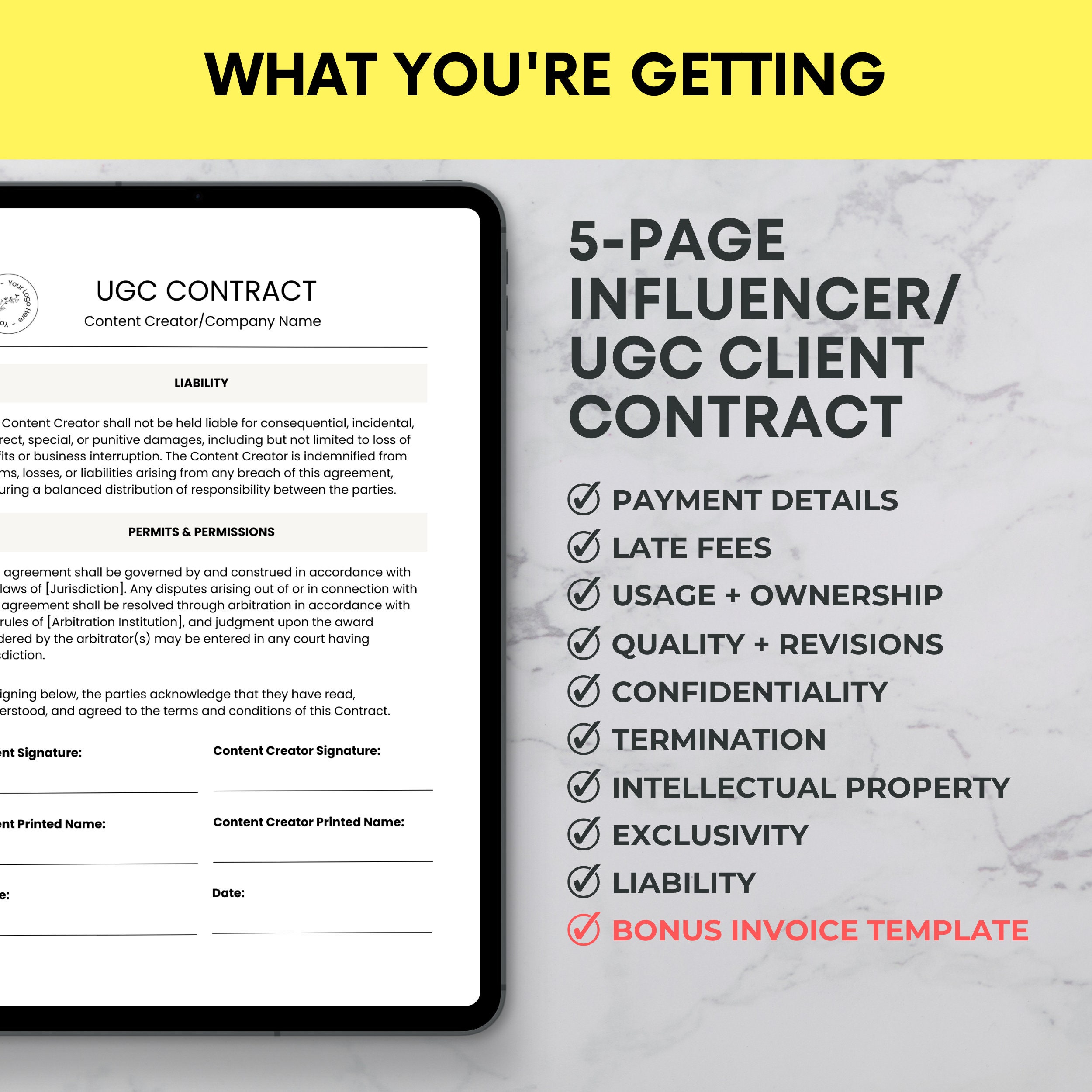 Professional UGC Contract Template for Influencer User Generated ...