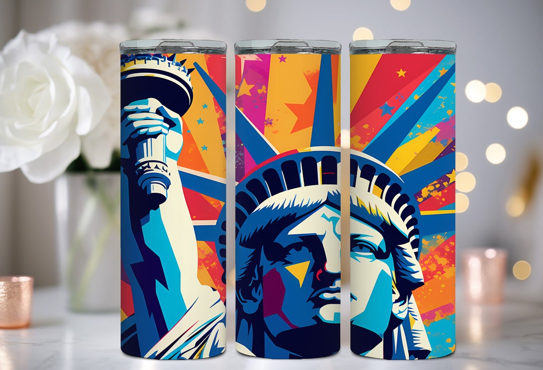 Fourth of July Tumbler Wrap, Pop Art Style, Statue Liberty Inspired ...
