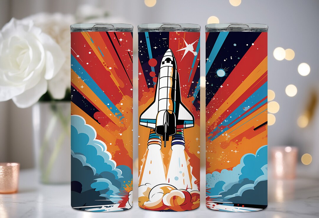 Fourth of July Tumbler Wrap, Pop Art Style, Rocket Space Sublimation ...