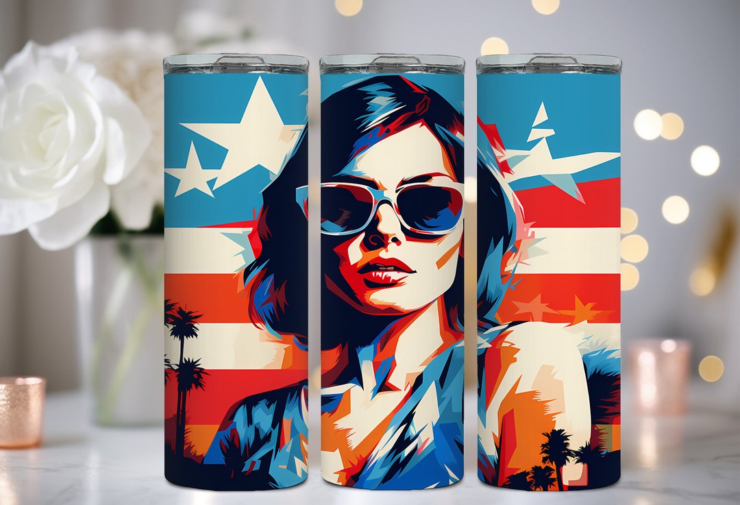 Fourth of July Tumbler Wrap, Pop Art Style, Hollywood Inspired ...