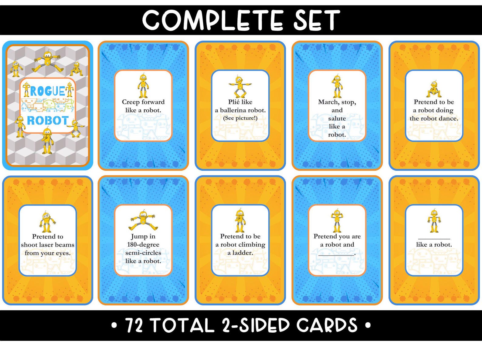 Movement Cards for Kids – Rogue Robot Game - Printable Kit – Yoga Class ...