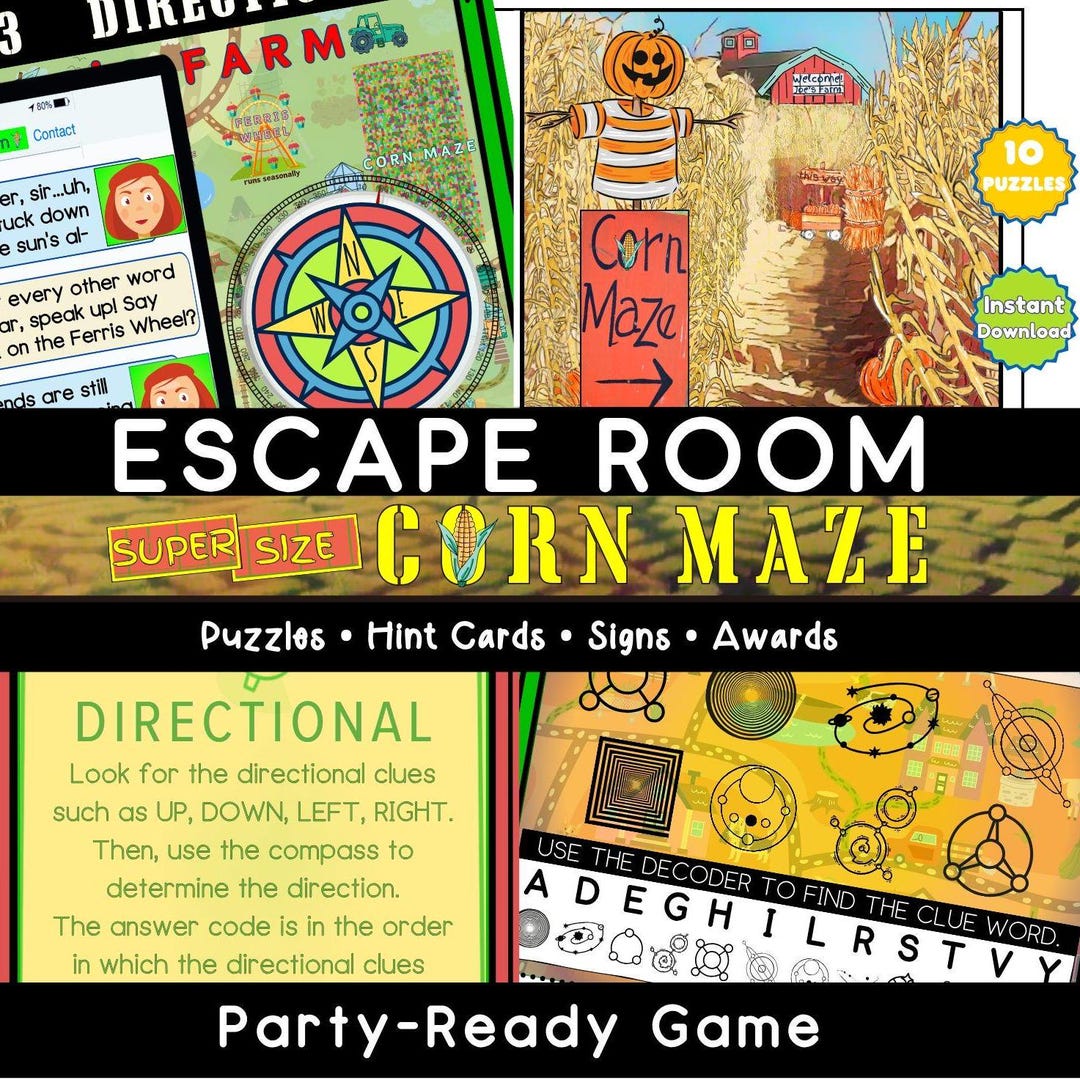 Corn Maze Escape Room: Fall Family Puzzle Game (DIY Printable) - Etsy