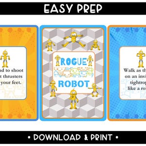 Movement Cards for Kids – Rogue Robot Game - Printable Kit – Yoga Class ...