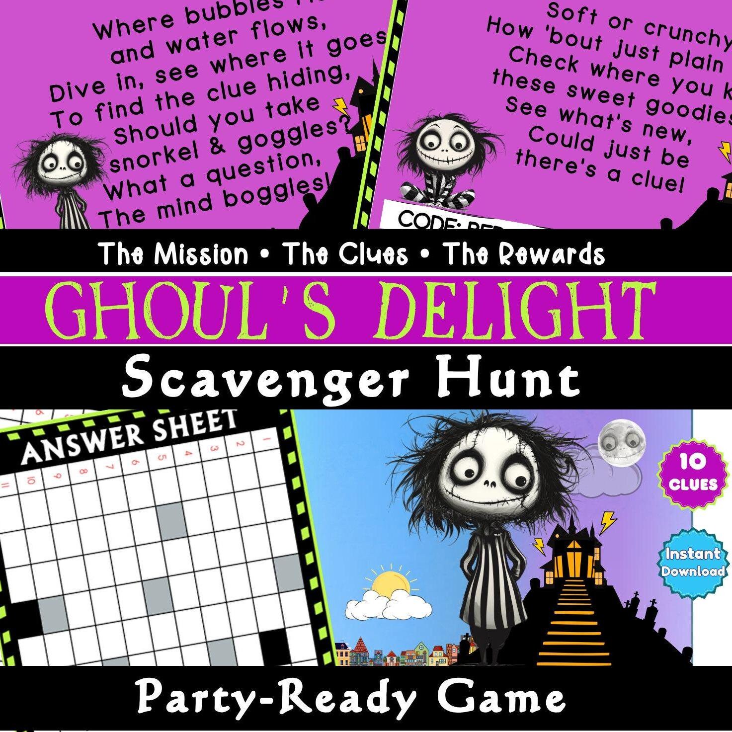 Haunted Scavenger Hunt Printable: Ghoul's Delight Halloween Party Game ...