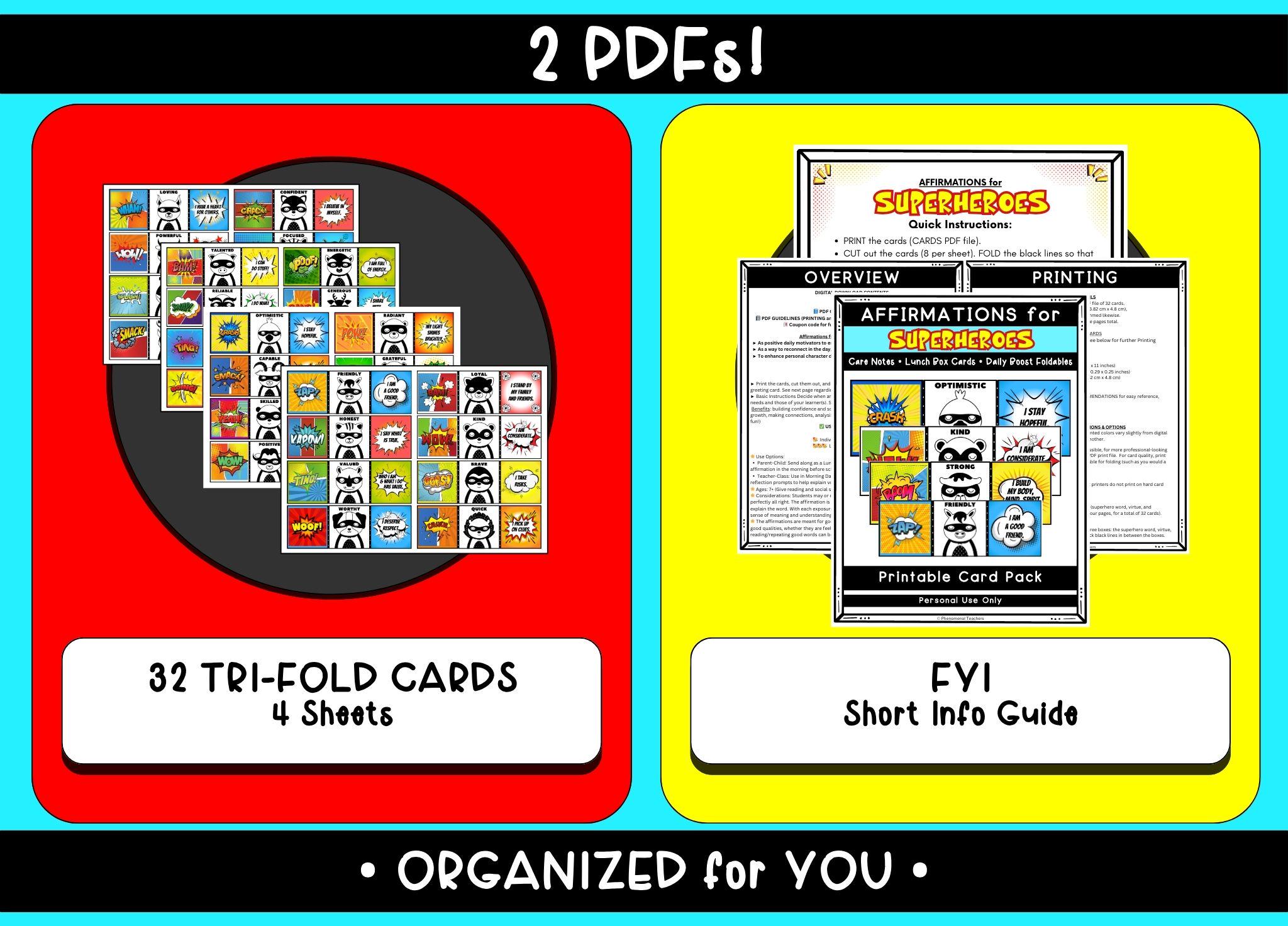 Superhero Affirmation Cards for Kids: Printable Lunch Box Notes (PDF ...