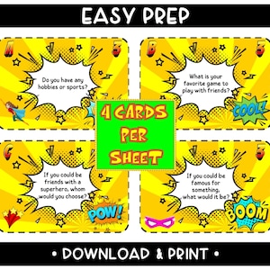 Superhero Icebreaker Cards: Classroom Team Building Activity (printable ...