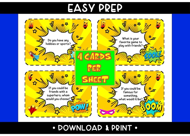 Superhero Icebreaker Cards: Classroom Team Building Activity (printable ...