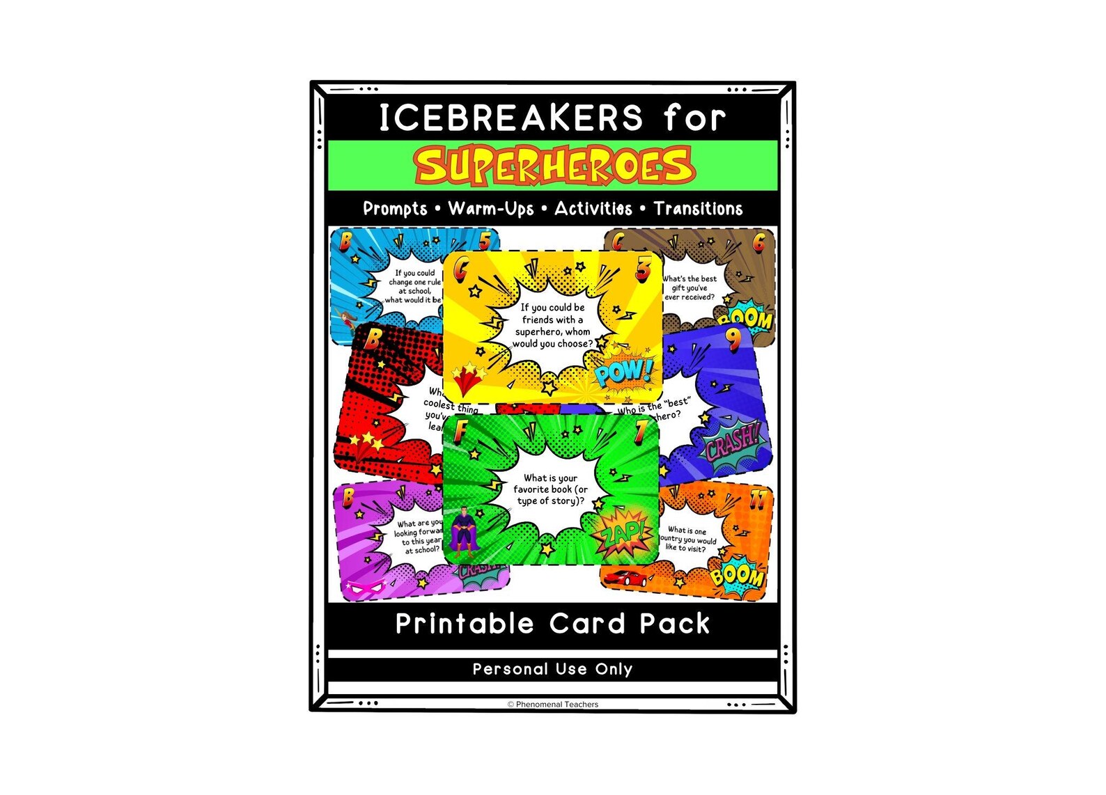 Superhero Icebreaker Cards: Classroom Team Building Activity (printable ...