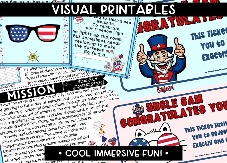 Scavenger Hunt for Kids — 4th of July - Printable Puzzle Game - Riddle ...