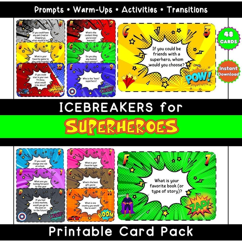 Superhero Icebreaker Cards: Classroom Team Building Activity (printable ...