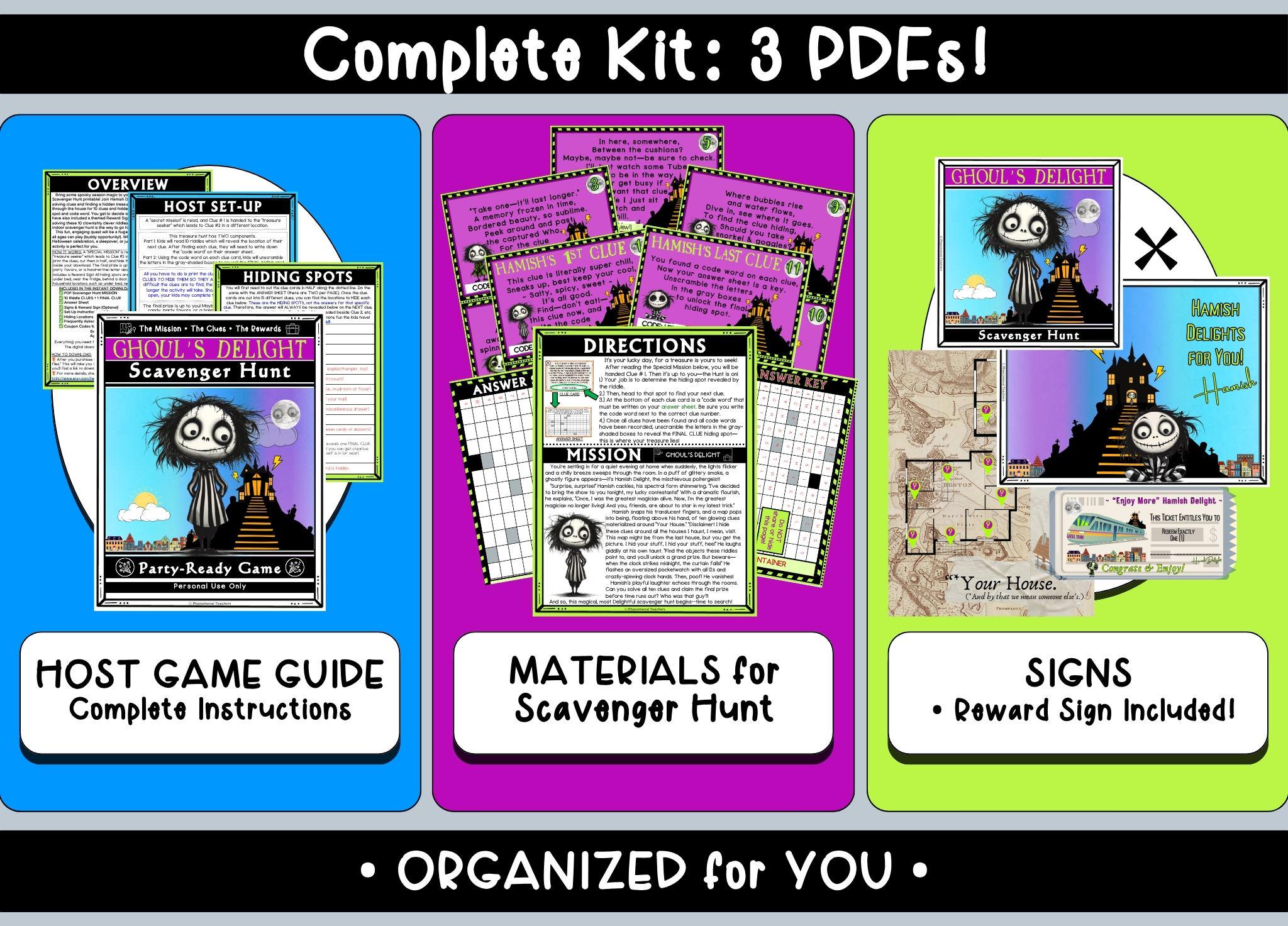 Haunted Scavenger Hunt Printable: Ghoul's Delight Halloween Party Game ...