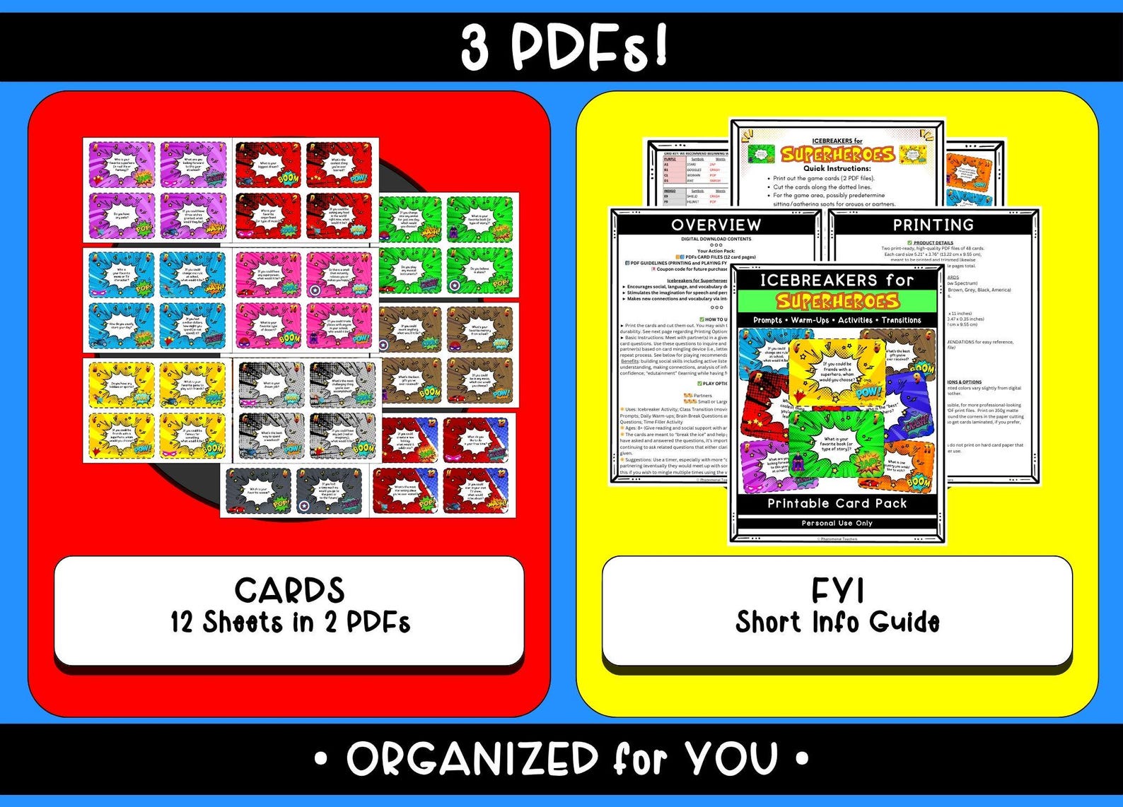 Superhero Icebreaker Cards: Classroom Team Building Activity (printable ...