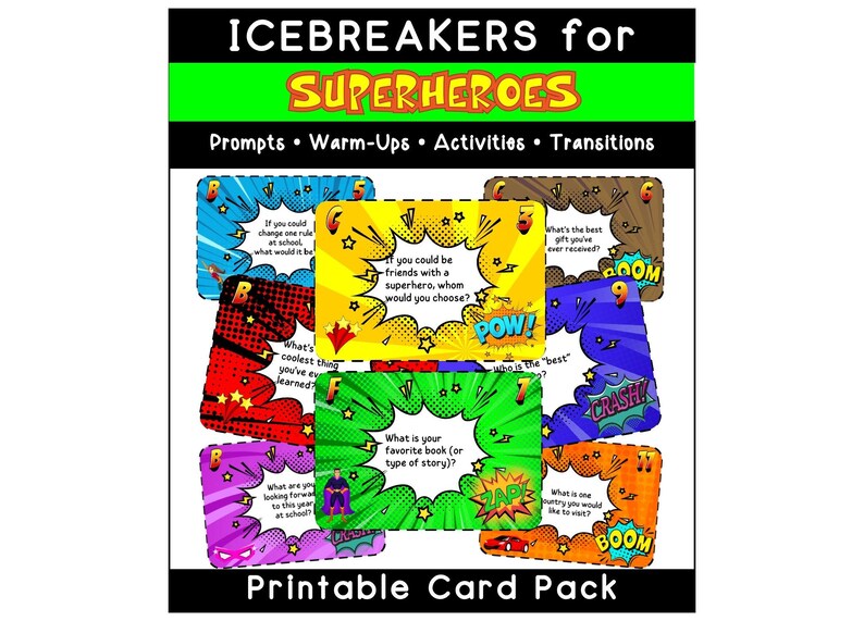 Superhero Icebreaker Cards: Classroom Team Building Activity (printable ...