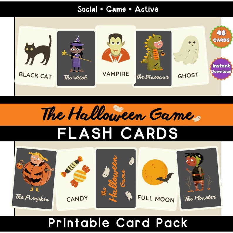The Halloween Game – Party Printable Cards - Charades + Taboo for Kids ...