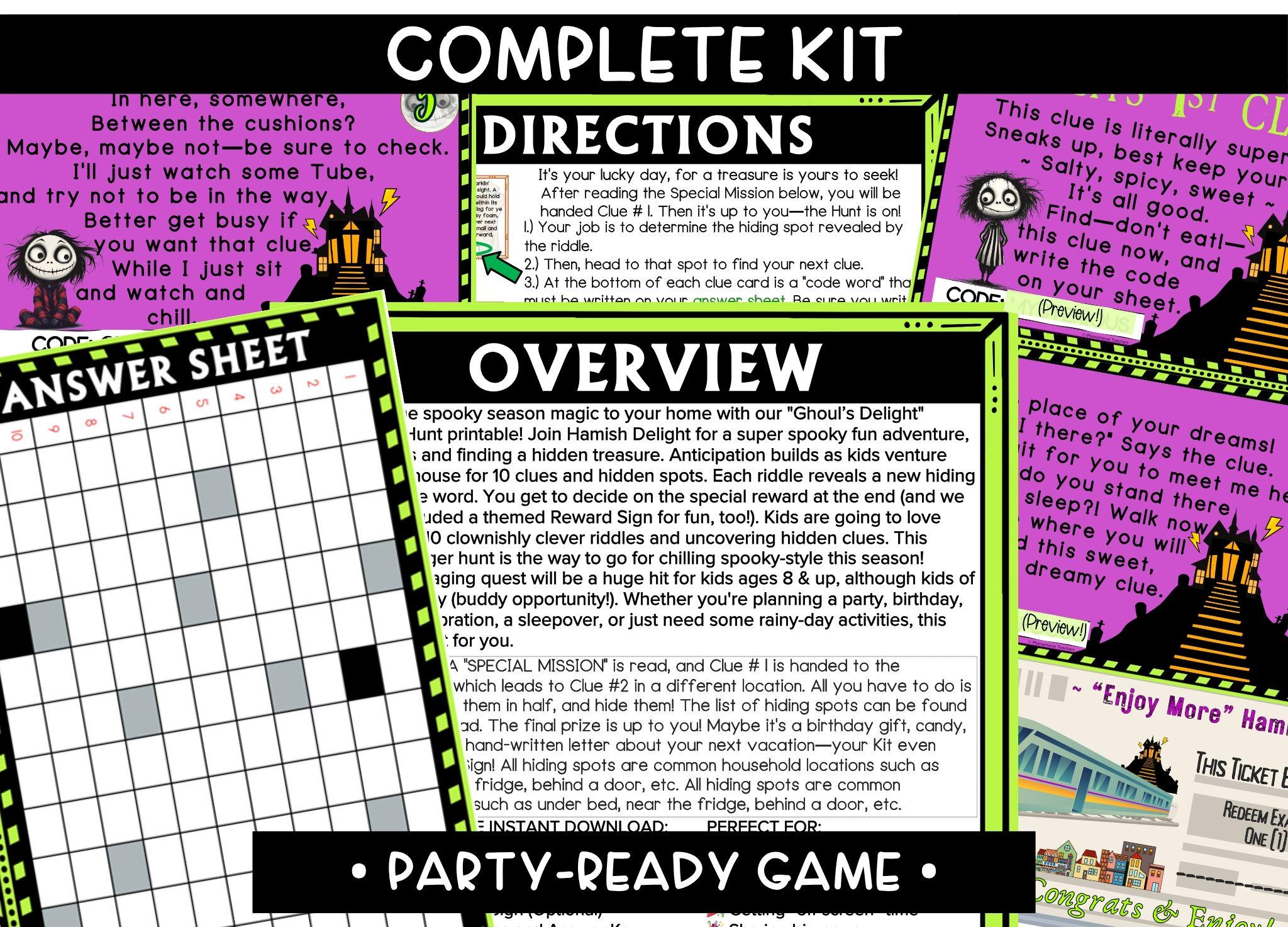 Haunted Scavenger Hunt Printable: Ghoul's Delight Halloween Party Game ...