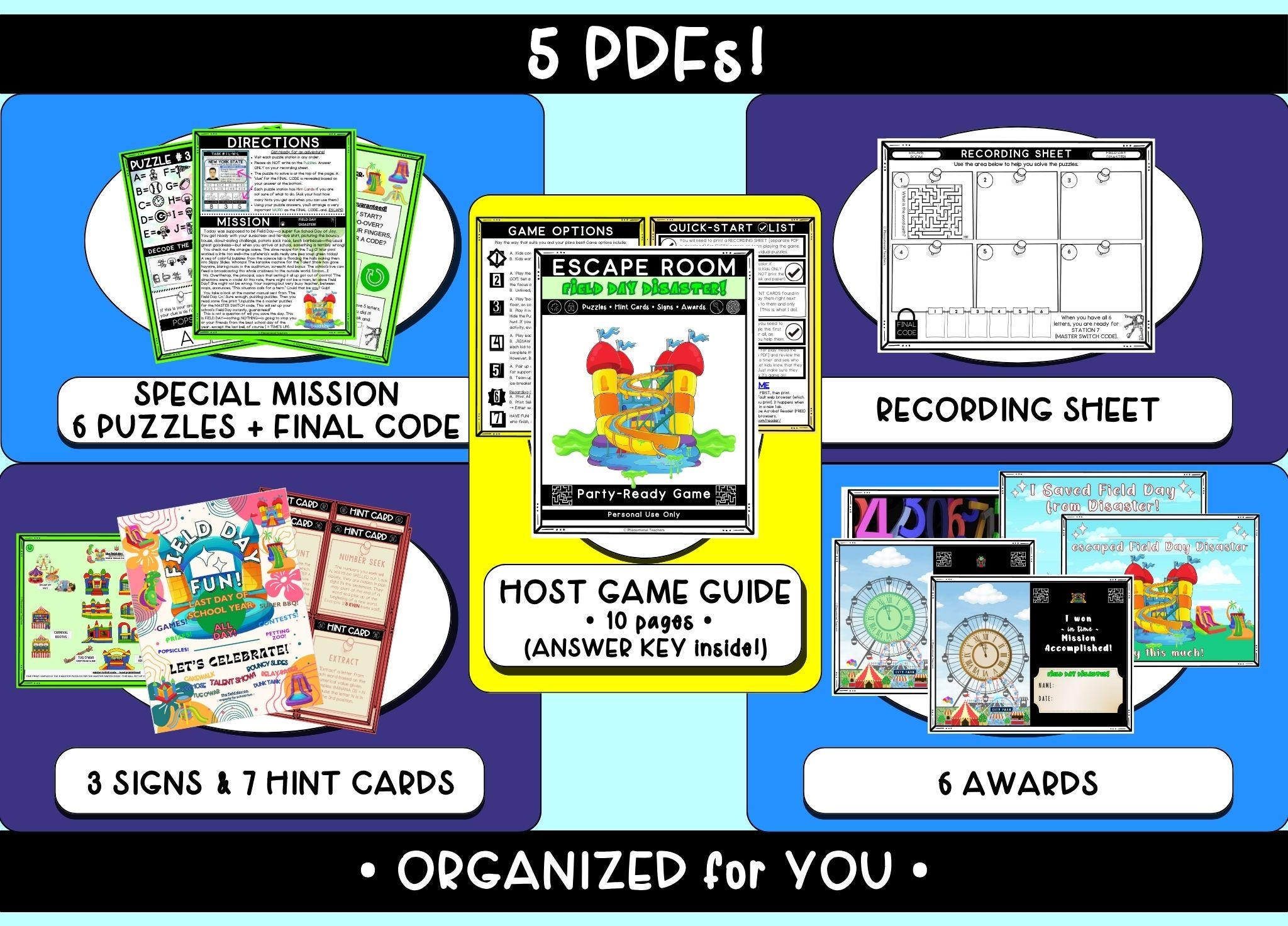 Field Day Disaster Escape Room: Kids Printable Puzzle Game (PDF) - Etsy