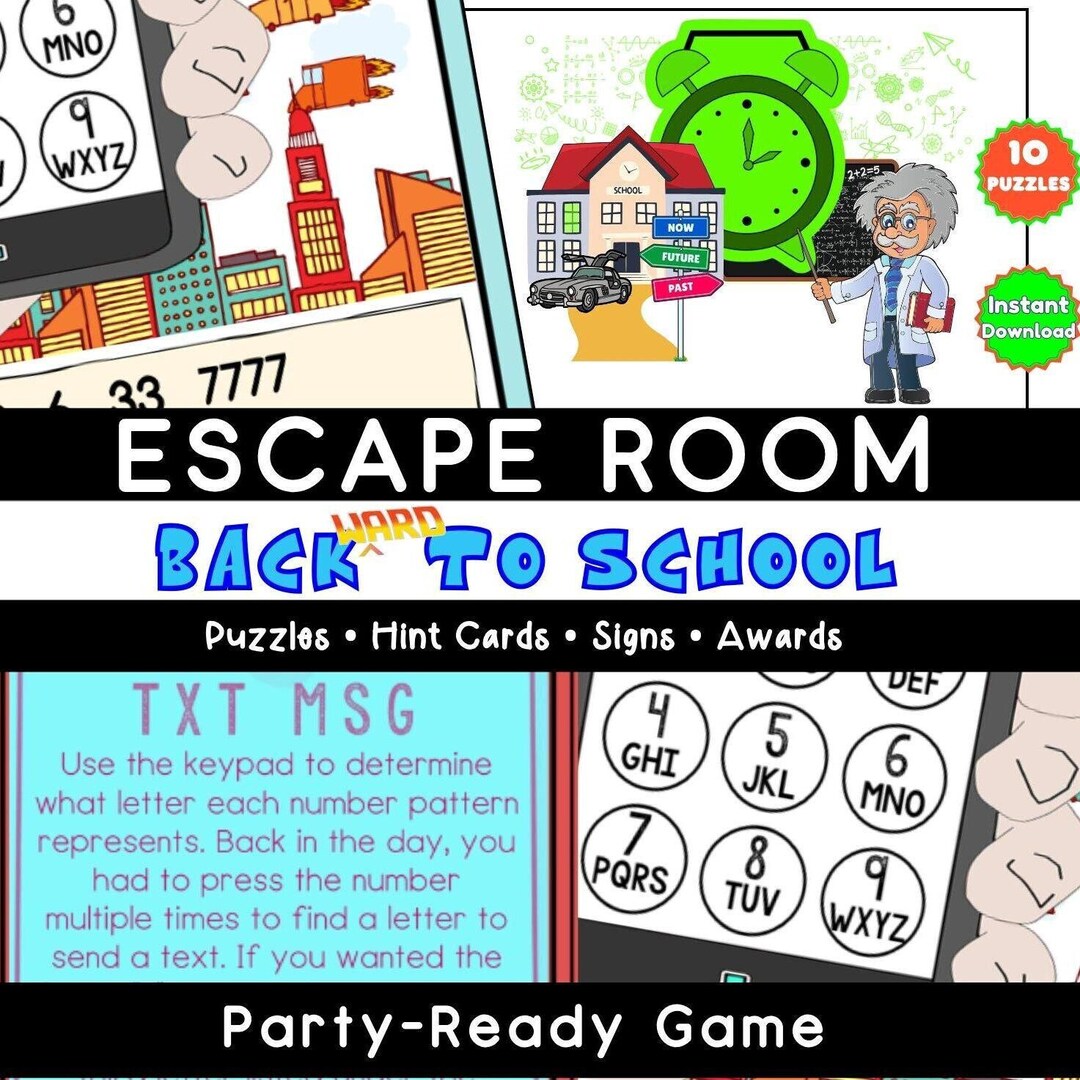 Time Travel Escape Room for Kids - Backward to School – Printable Game ...