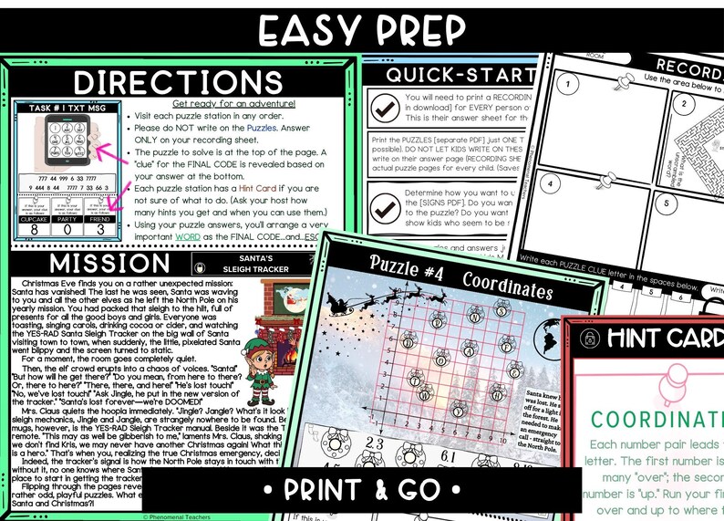 Christmas Escape Room: Santa's Sleigh Tracker, Holiday Puzzle ...