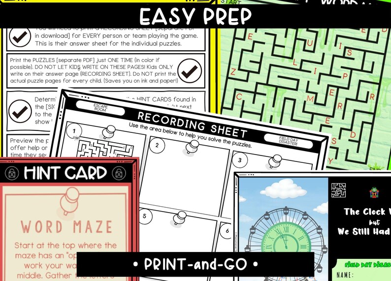 Field Day Disaster Escape Room: Kids Printable Puzzle Game (PDF) - Etsy