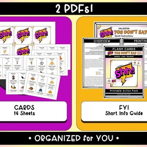Fall Vocabulary Card Game: 'shh! You Don't Say' Flashcards (printable ...