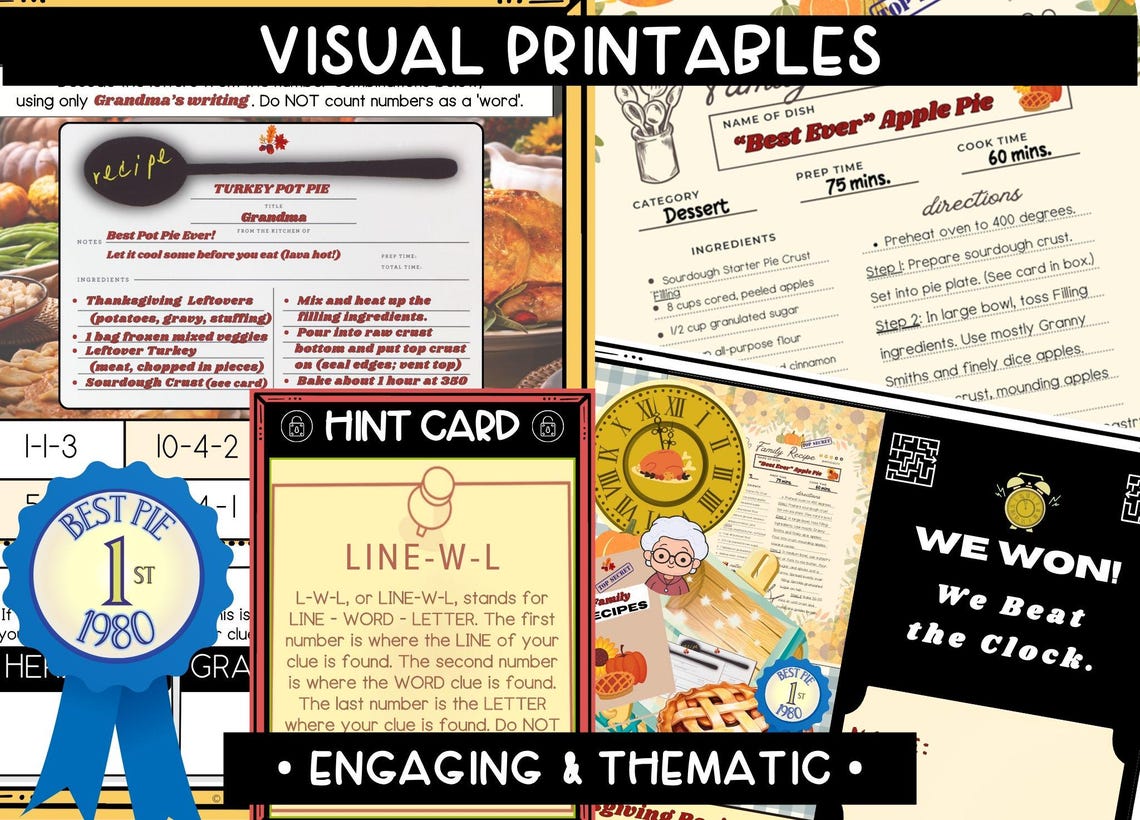 Thanksgiving Escape Room: Grandma's Recipe Puzzle (printable) - Etsy