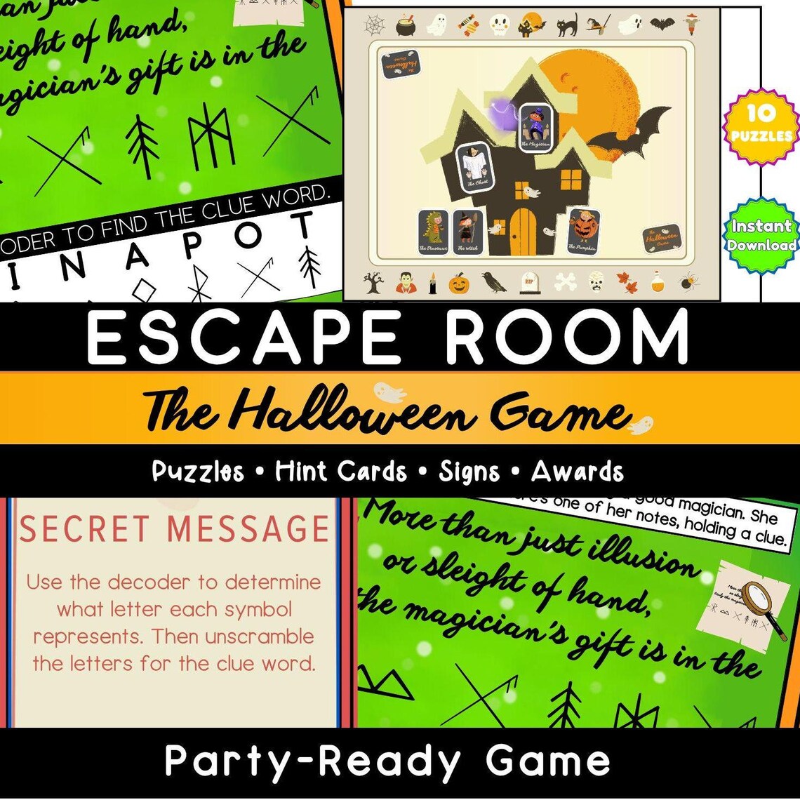Halloween Escape Room Game: Spooky Mystery Puzzle (DIY Printable Kit ...