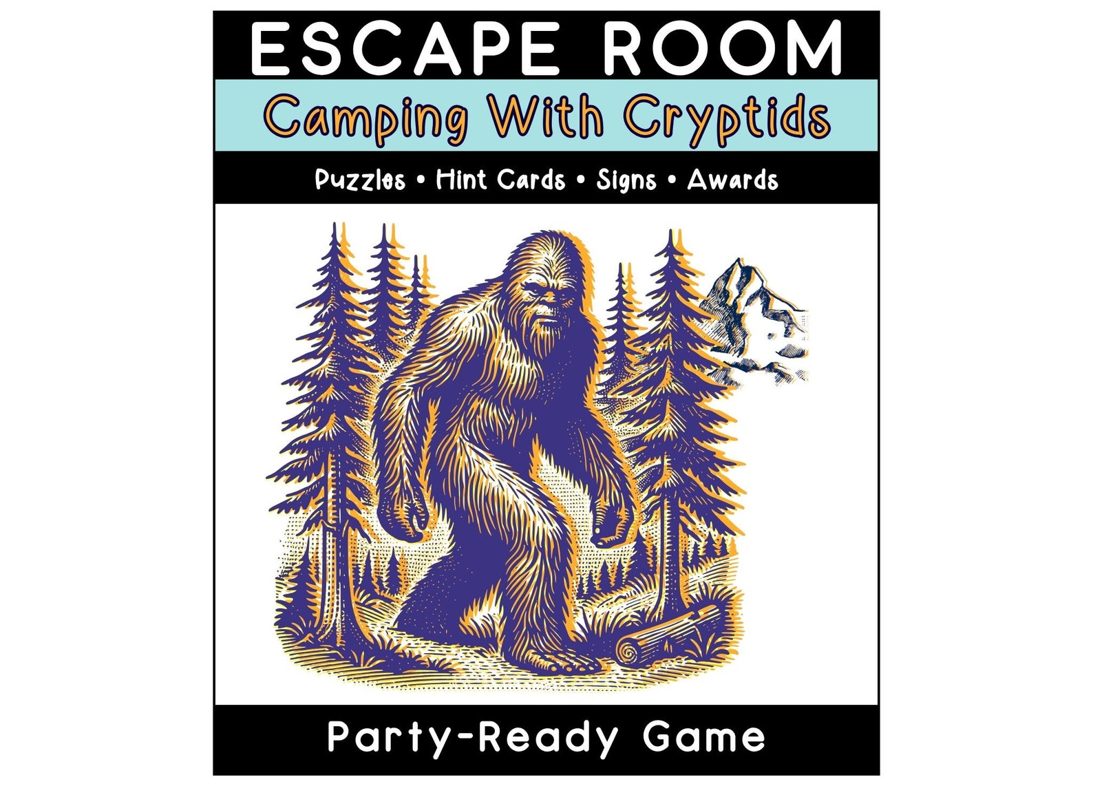 Camping With Cryptids Escape Room Kit: Bigfoot Puzzles (printable Party Game) - Etsy