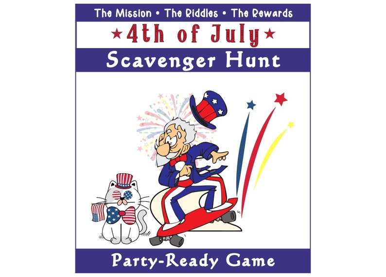 Scavenger Hunt for Kids — 4th of July - Printable Puzzle Game - Riddle ...