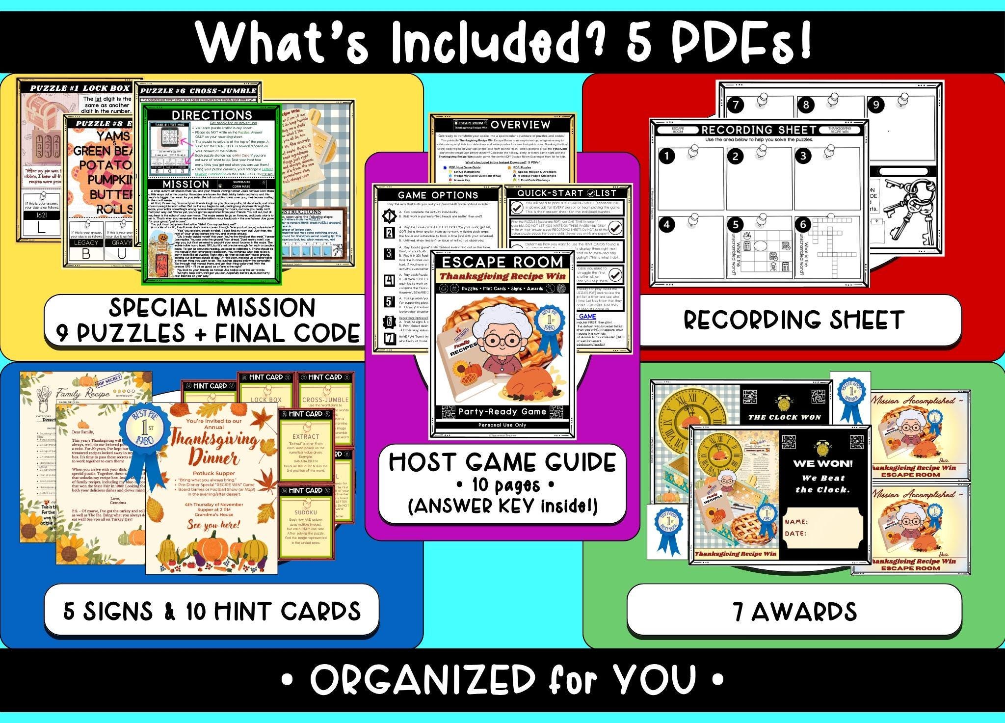 Thanksgiving Escape Room: Grandma's Recipe Puzzle (printable) - Etsy