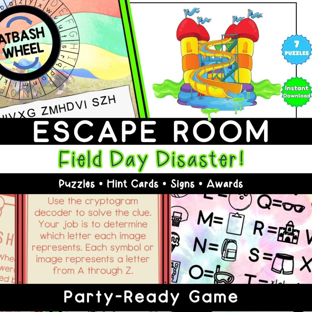 Escape Room for Kids - Printable – Field Day Disaster Kit – Last Day of ...
