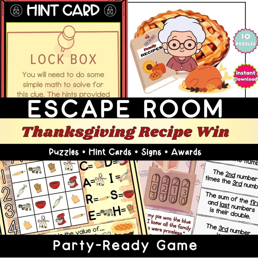 Thanksgiving Escape Room: Grandma's Recipe Puzzle (printable) - Etsy
