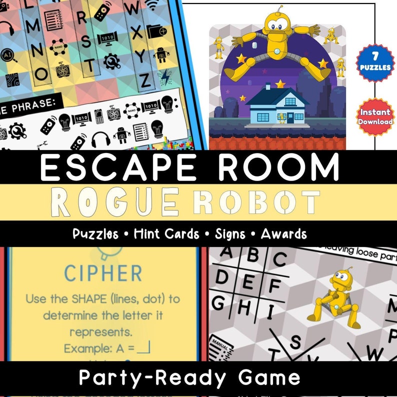 Rogue Robot Escape Room Kit: Printable Puzzle Game (PDF) - Etsy UK