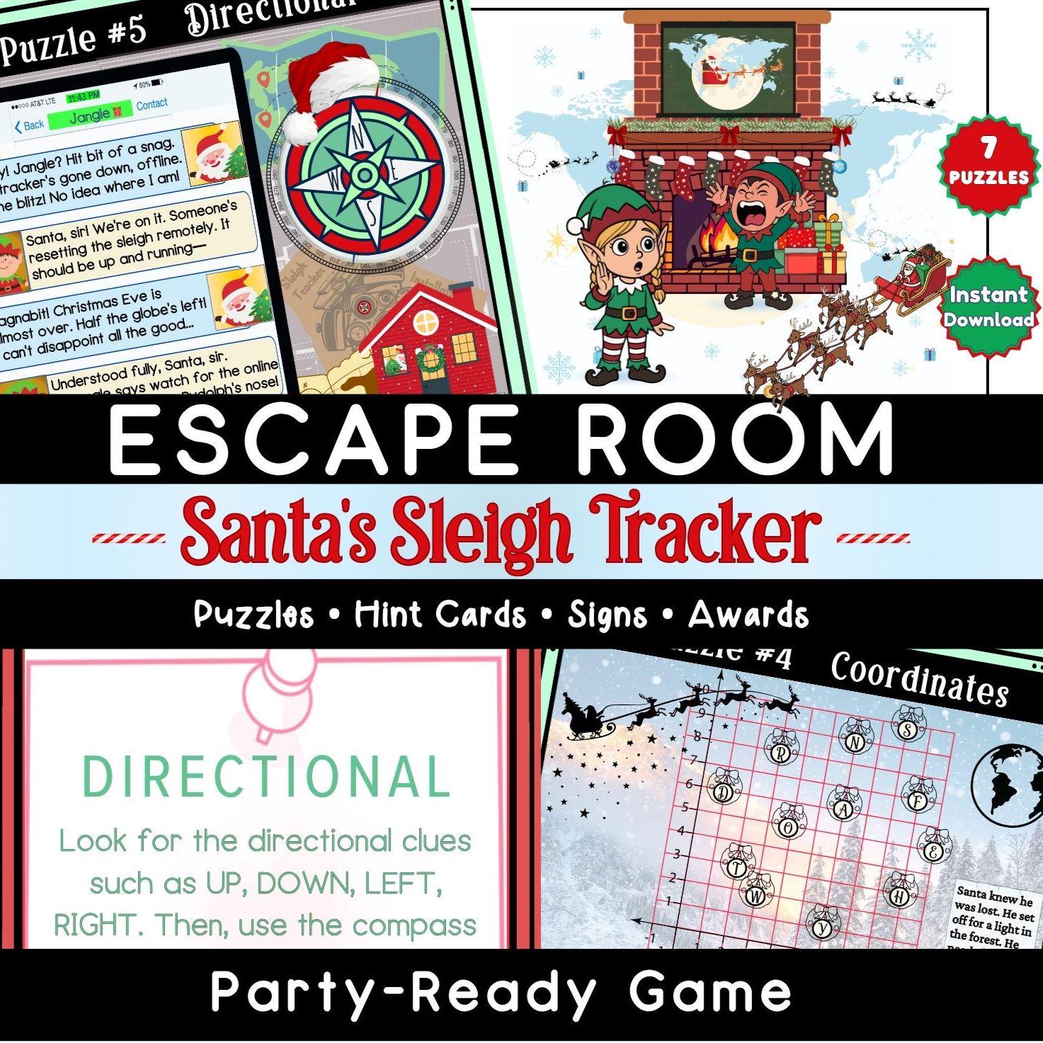 Christmas Escape Room: Santa's Sleigh Tracker, Holiday Puzzle ...