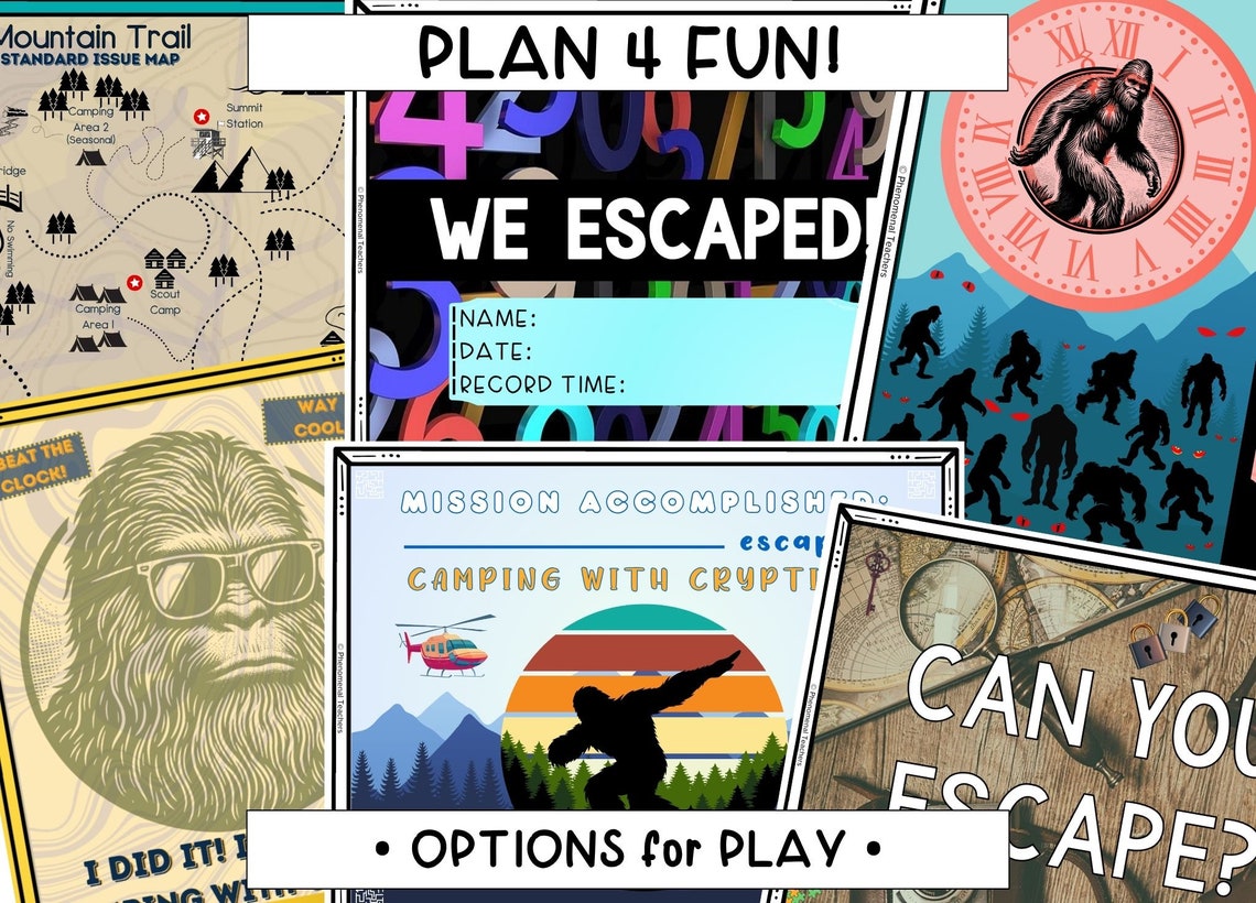 Camping With Cryptids Escape Room Kit: Bigfoot Puzzles (printable Party ...