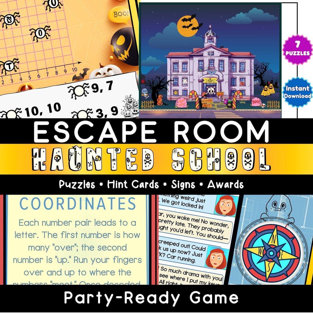 Halloween Escape Room for Kids — Haunted School Printable Game - Spooky ...