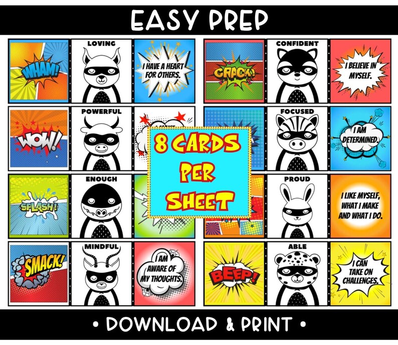 Superhero Affirmation Cards for Kids: Printable Lunch Box Notes (PDF ...