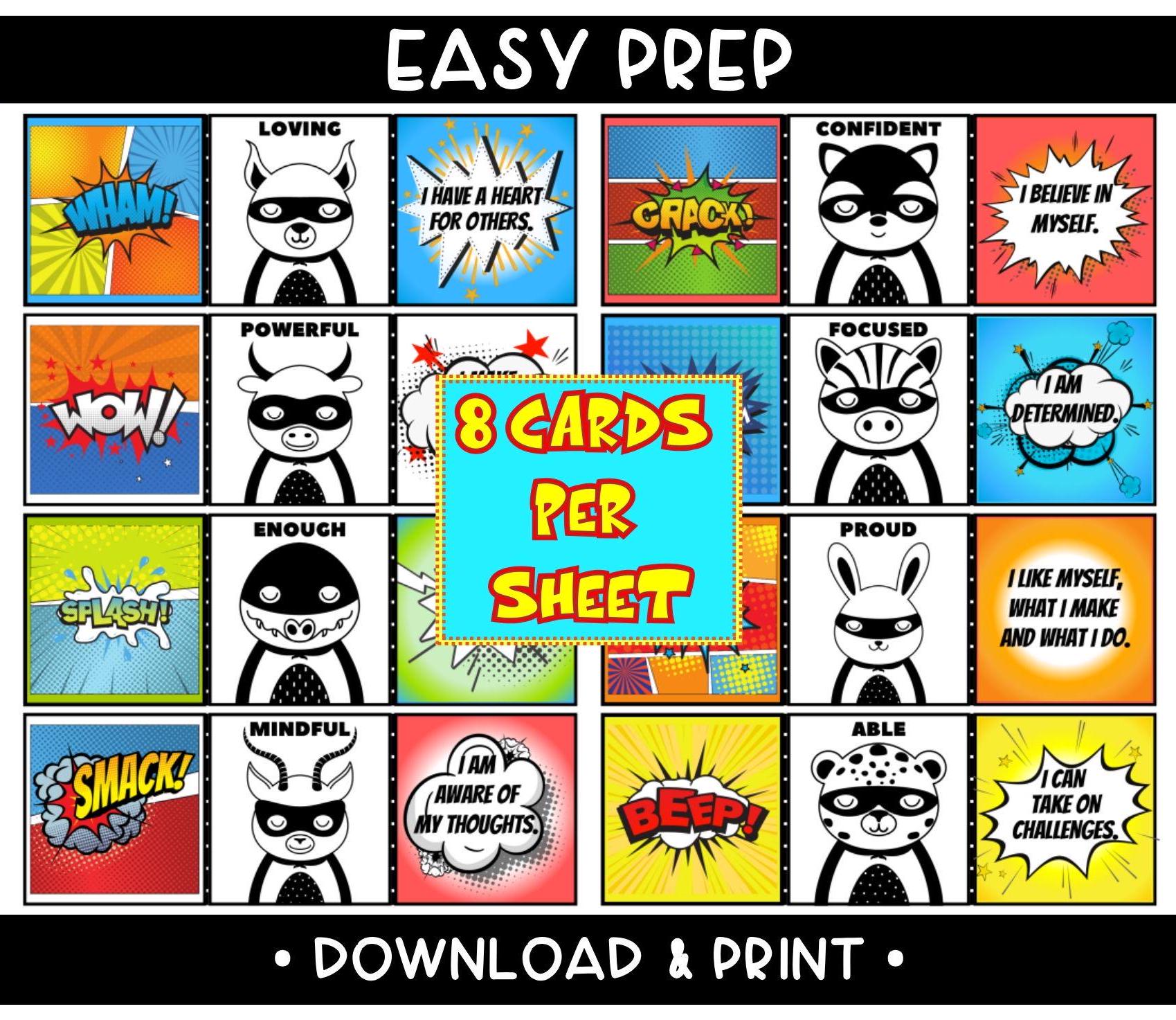 Superhero Affirmation Cards for Kids: Printable Lunch Box Notes (PDF ...