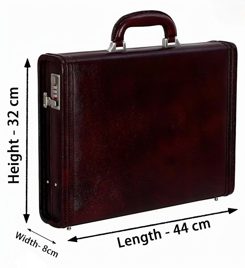 Genuine Leather Briefcase, Brown Briefcase With Number Lock, Office ...