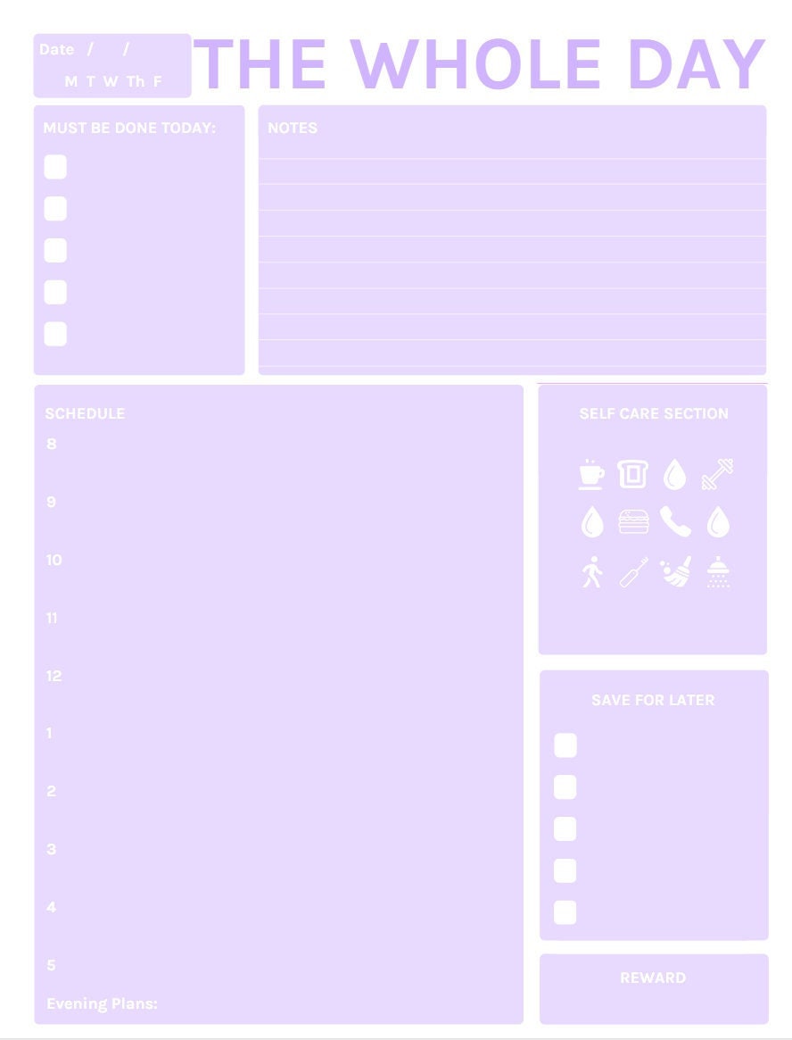 Goodnotes Daily Planner ADHD Template- Purple - Etsy