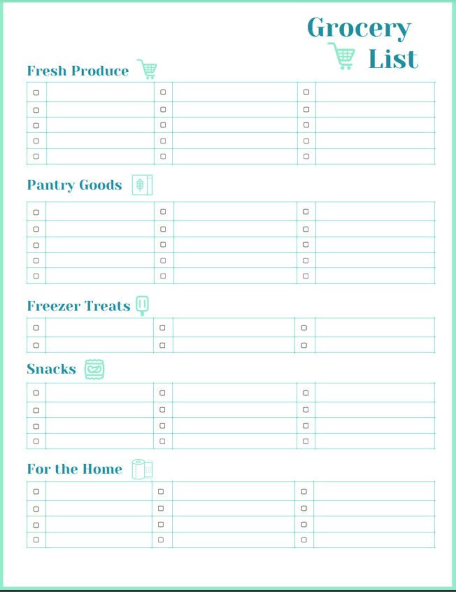 Printable Grocery Check List - Etsy