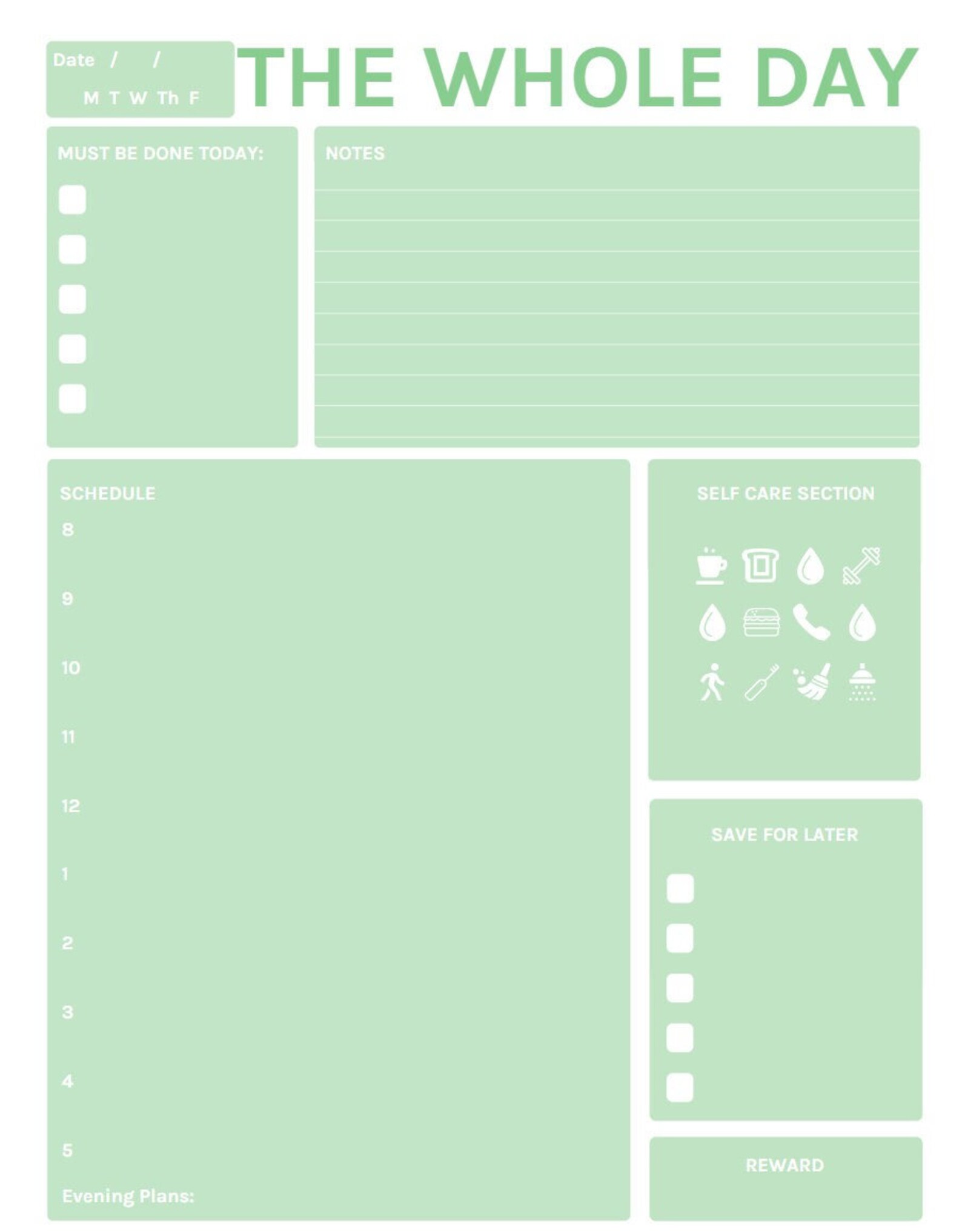 Goodnotes Daily Planner ADHD Template Green - Etsy