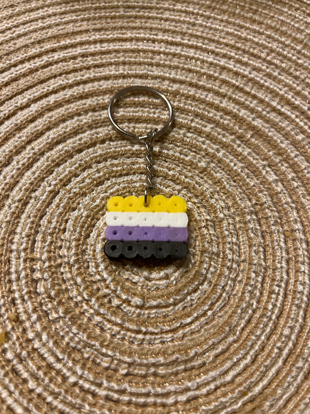 Nonbinary Perler Bead Keychain - Etsy