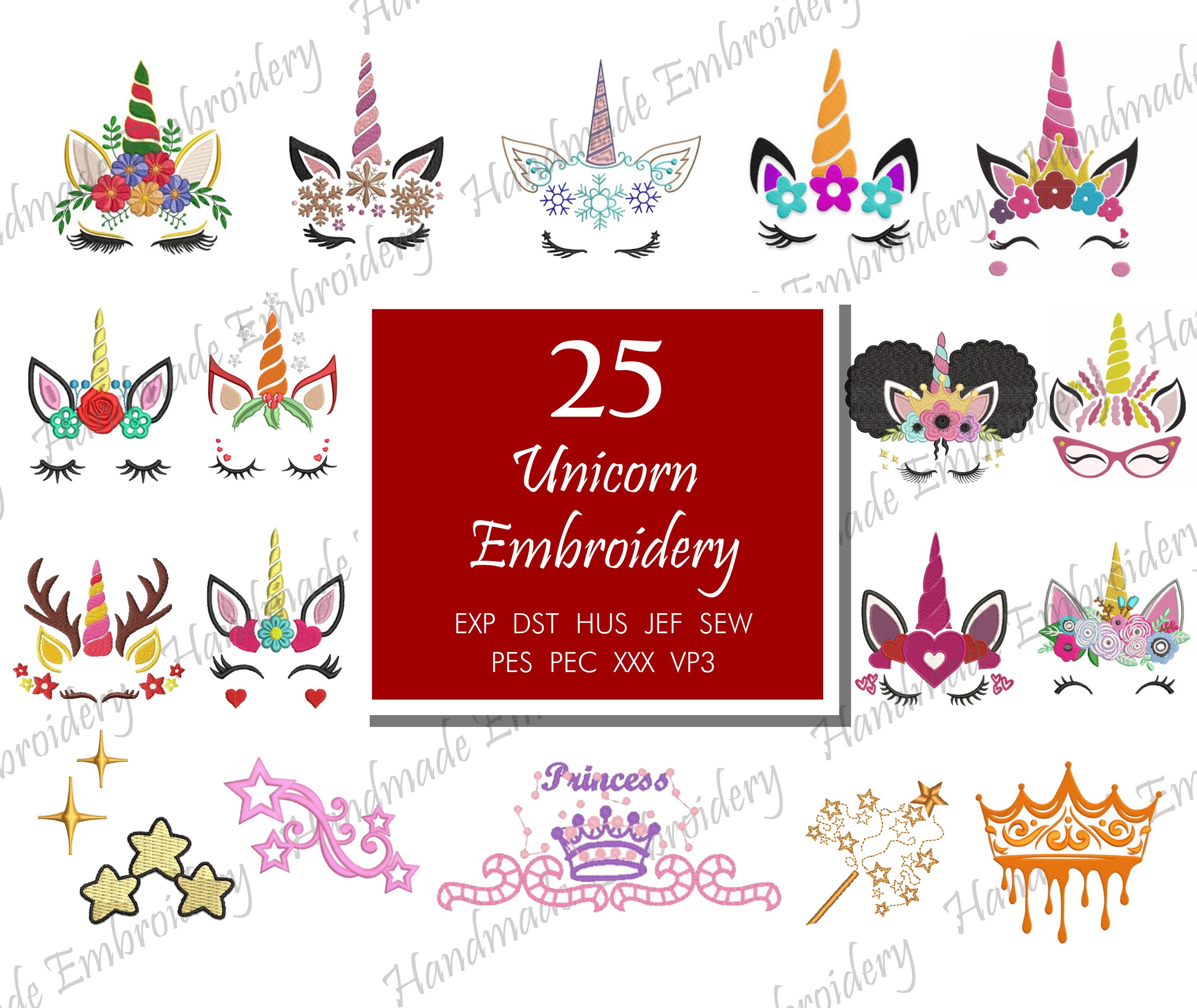25 Unicorn Embroidery Design, Unicorn Face Design, Girly Unicorn ...