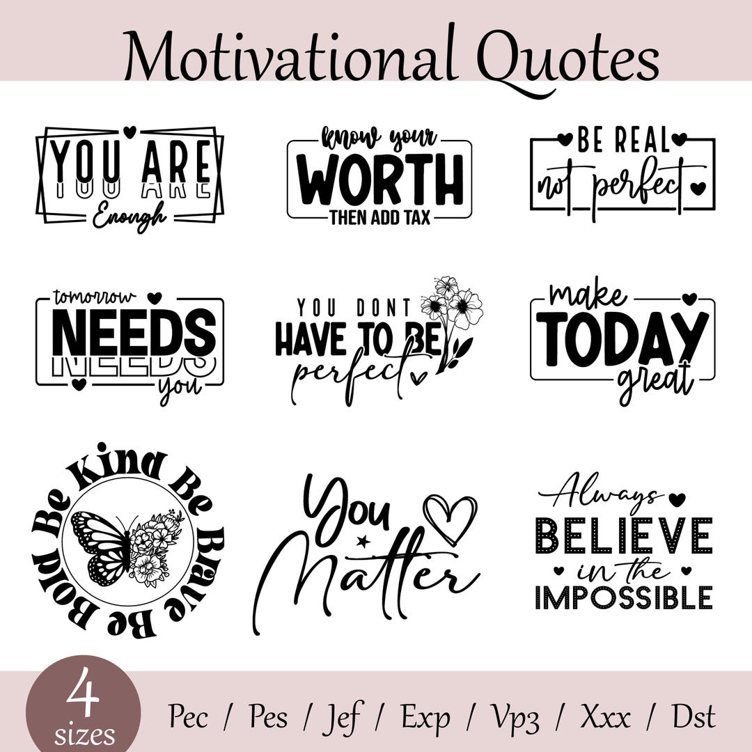 Boho Inspirational Embroidery Bundle, Floral Quotes Embroidery Machine ...
