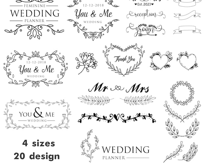 Wedding Embroidery Design Bundle – 20 Romantic Mr & Mrs, Floral Frame ...
