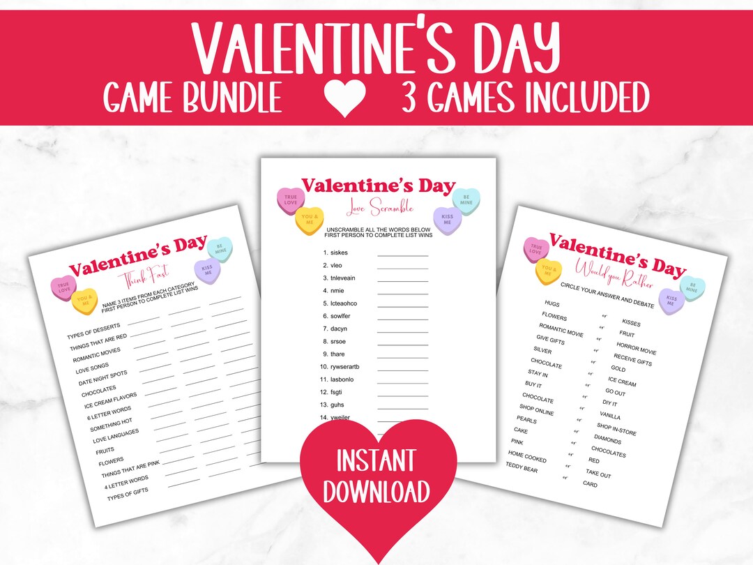 Valentine's Games, Valentine's Game Bundle, Would You Rather, Word ...