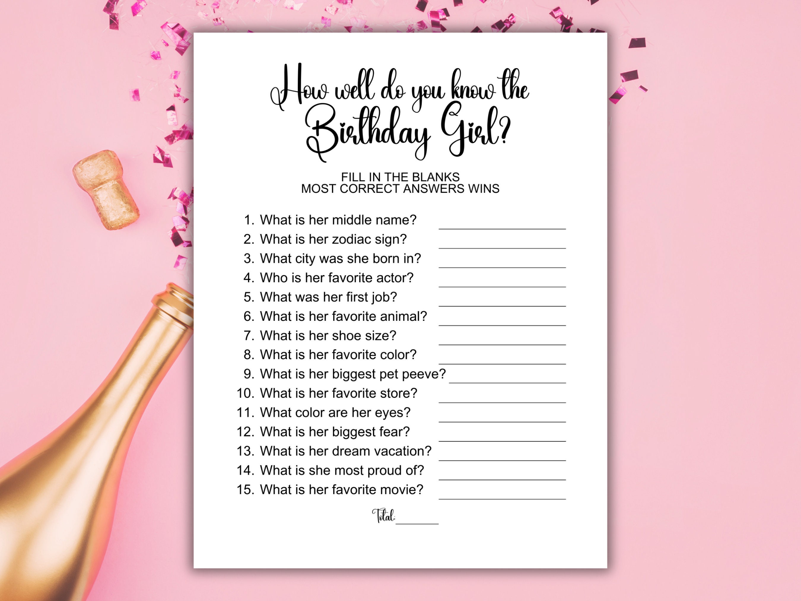 How Well Do You Know the Birthday Girl, Birthday Party Game, Teen Party ...